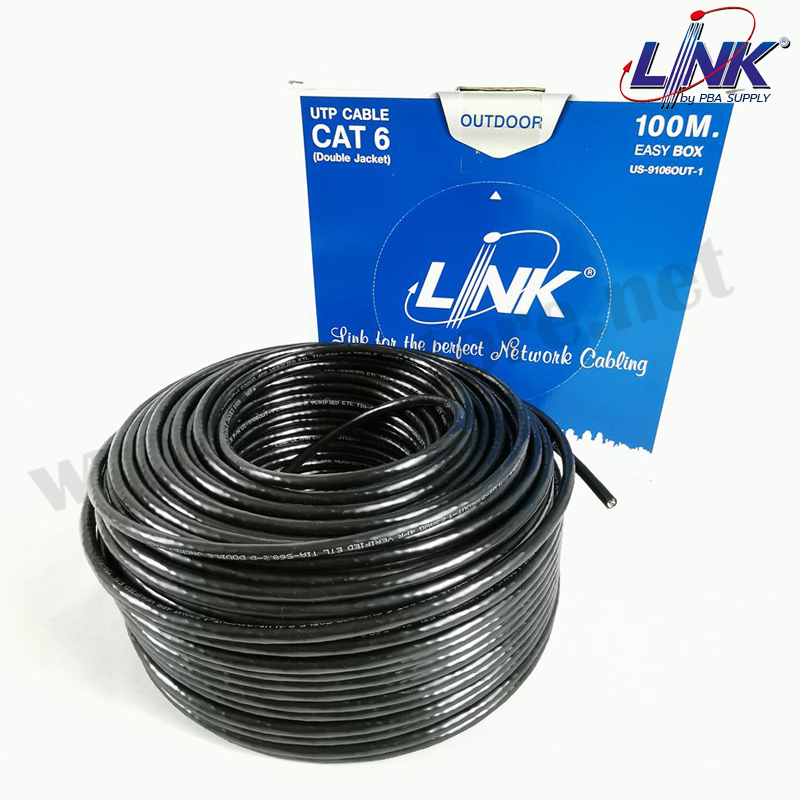 สายLAN CAT6 UTP Cable Outdoor / Double Jacket สีดำ (100m/Box) ยี่ห้อ ...