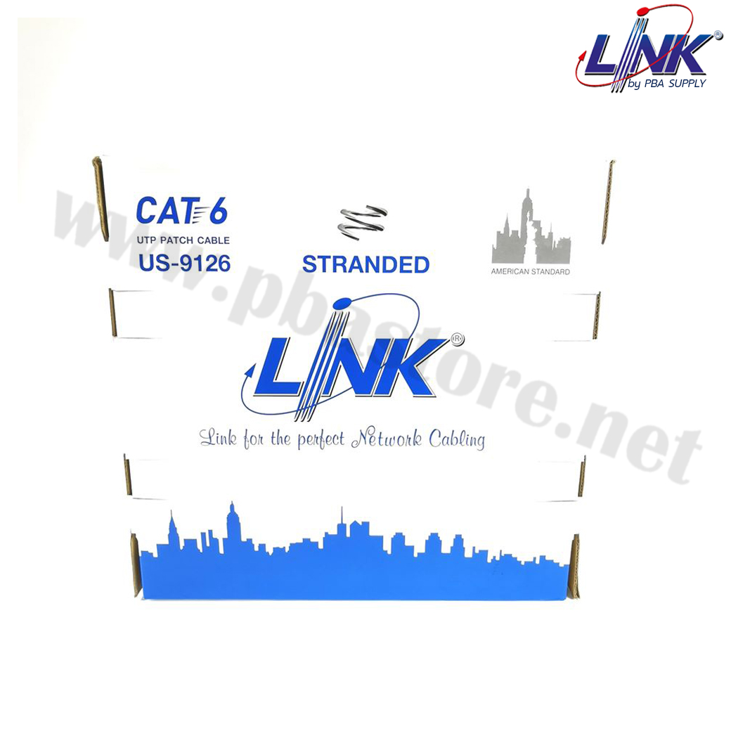 สายLAN CAT6 UTP Ultra Cable Indoor สีฟ้า (305m/Box) ยี่ห้อLINK รุ่นUS ...