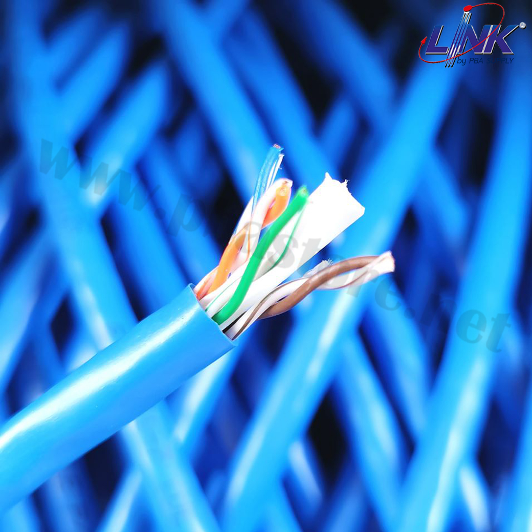 สายLAN CAT6 UTP Ultra Cable Indoor สีฟ้า (305m/Box) ยี่ห้อLINK รุ่นUS ...