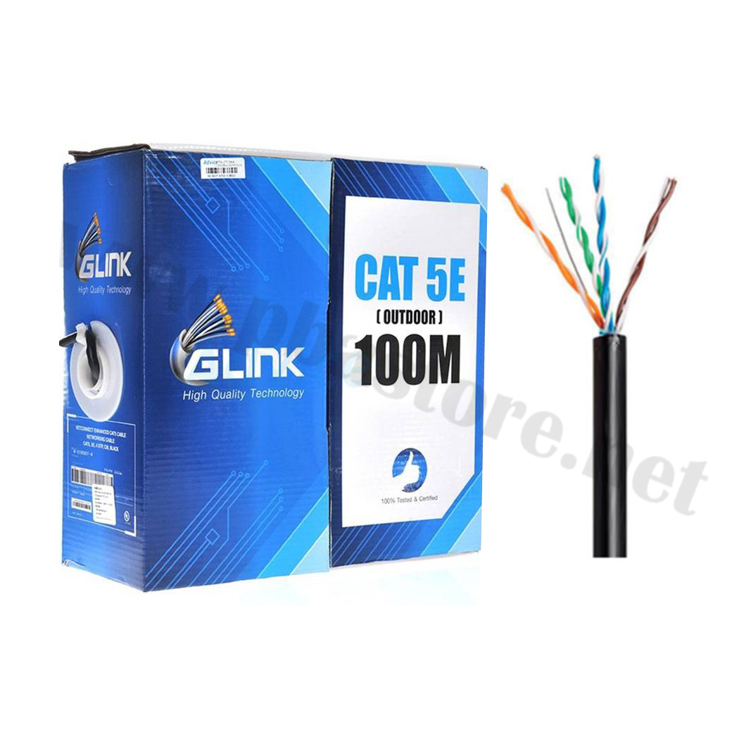 สายแลน CAT5e UTP Cable Outdoor (100m/Box) GLINK รุ่น GL5002 ใช้เชื่อม ...