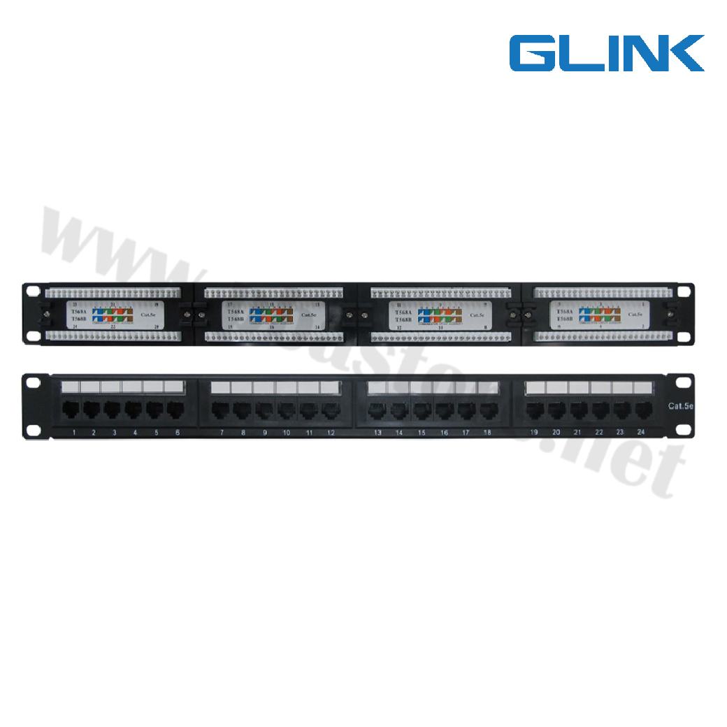 Patch Panel CAT5e 24 Port UTP GLINK รุ่น PPC5E-24P ติดตั้งตู้ Rack ...