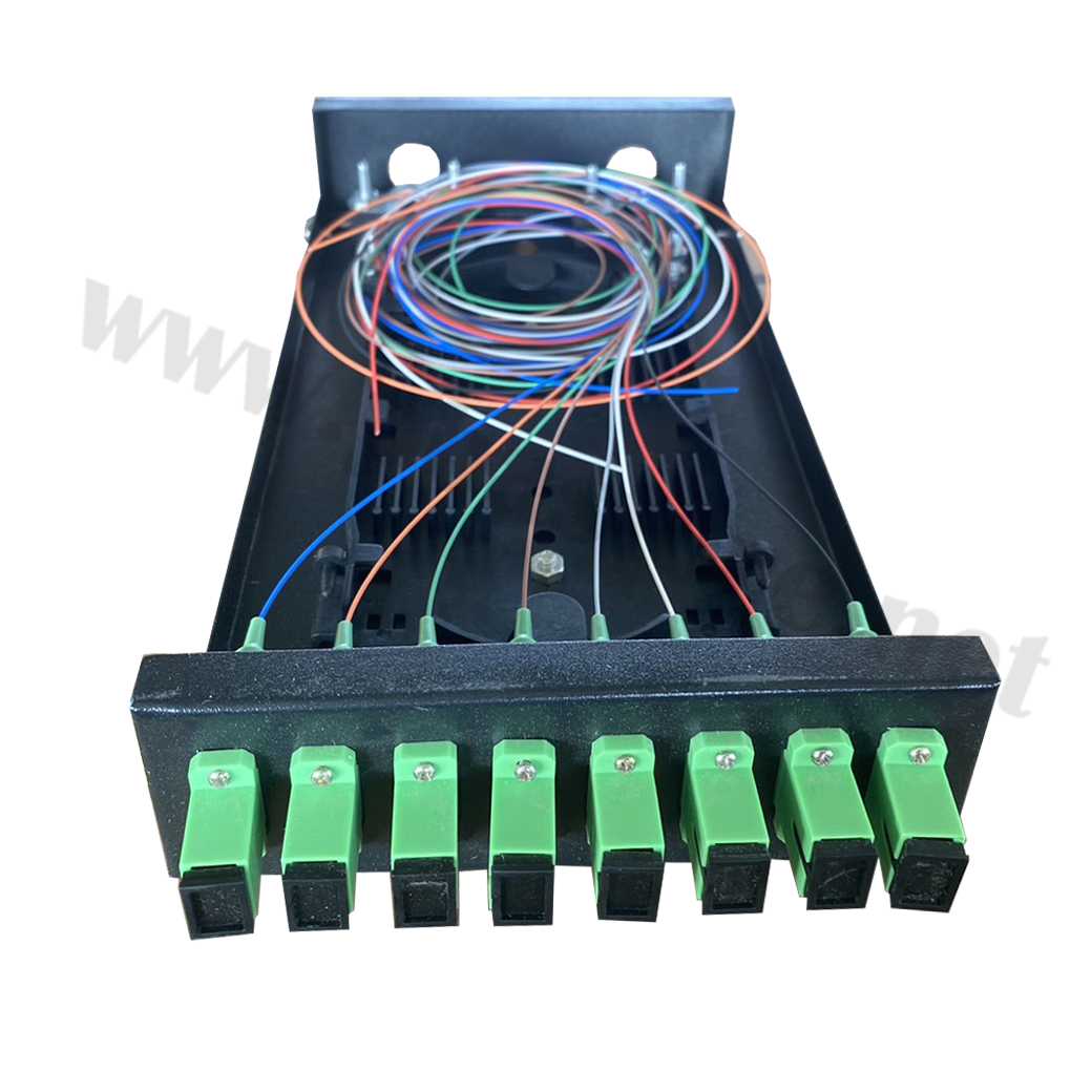 กล่องเก็บสายไฟเบอร์ พร้อมสายสไปรท์ SC/APC 8 Ports 8 Cores Fiber Optic ...
