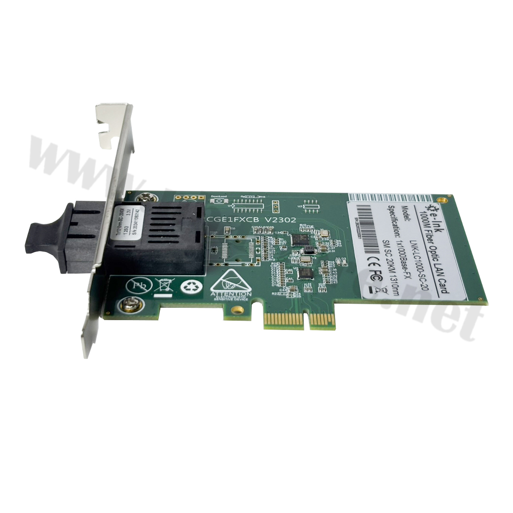 การ์ดแลน Gigabit PCI-E LAN Card 1000M Fiber Optic With SC Duplex SM ...