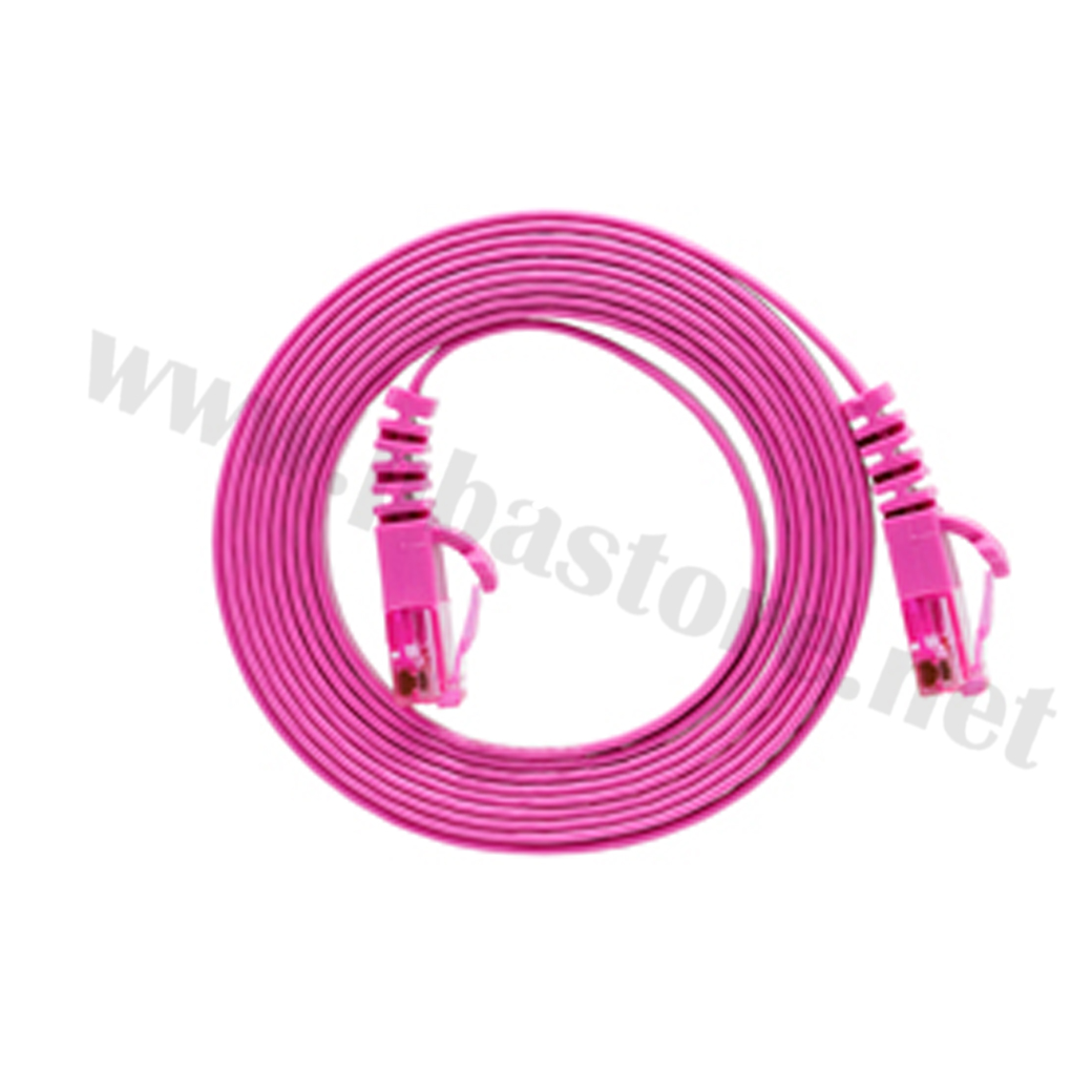 สายแลน Flat Patch Cord CAT5E (Star Pink) สายแบน สีชมพูสด INTERLINK ...