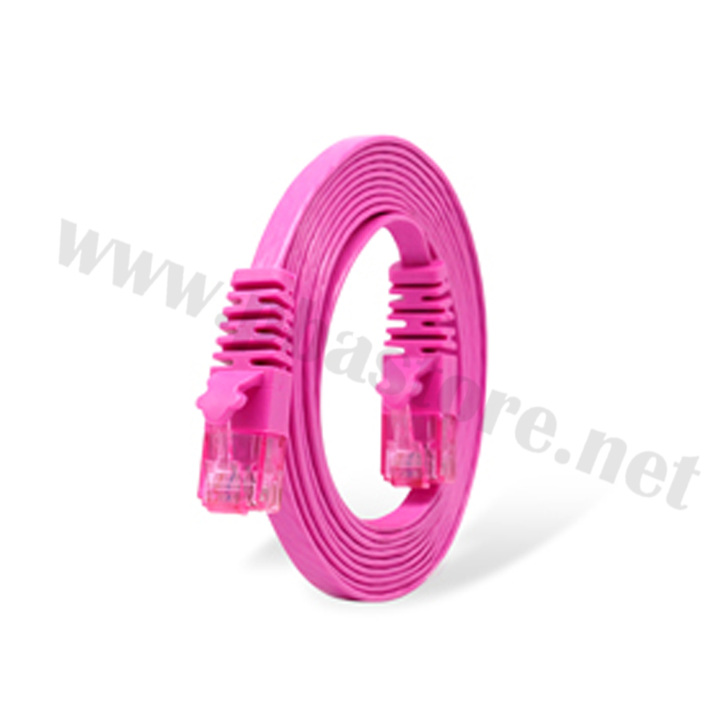 สายแลน Flat Patch Cord CAT5E (Star Pink) สายแบน สีชมพูสด INTERLINK ...